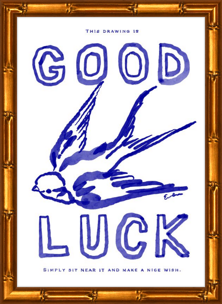 Giclée Print // This Drawing Is Good Luck (Blue Bird) | Anne-Louise ...