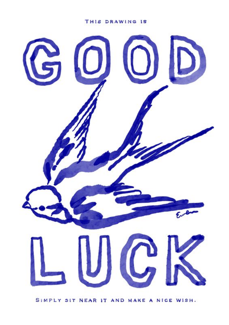 Giclée Print // This Drawing Is Good Luck (Blue Bird) | Anne-Louise ...